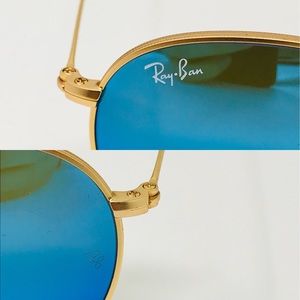 Ray-Ban | Accessories | Rayban 5mm Rb3447 Golden Blue Round Sunglasses ...